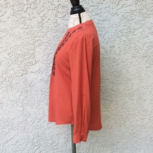 Roly Poly | Tops | Roly Poly Orange Embroidered Blouse Shirt | Poshmark